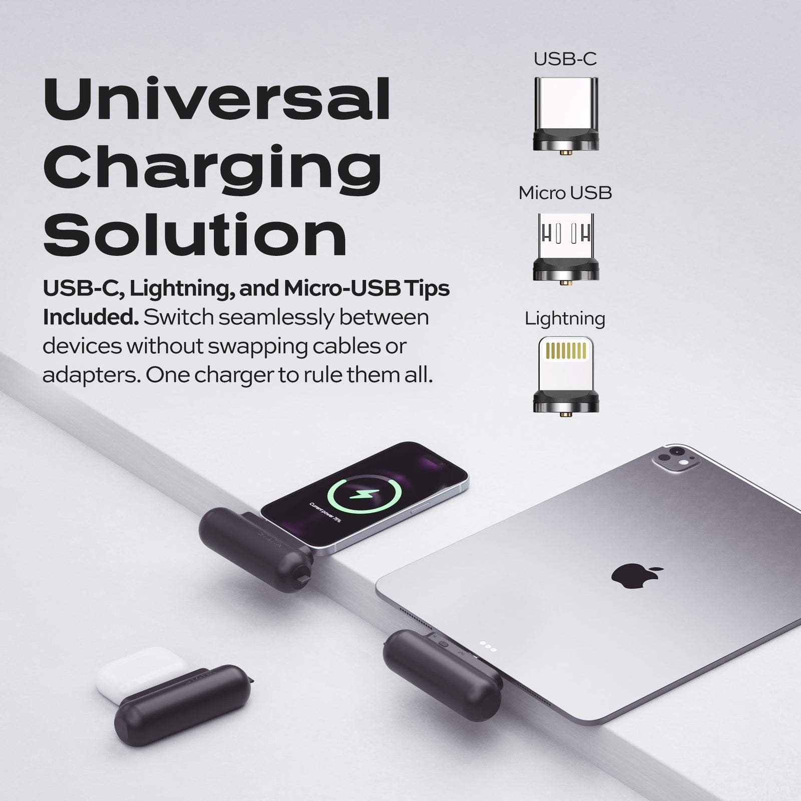 Snap-N-Charge™ | Universal Magnetic Power Bank | 3000mAh