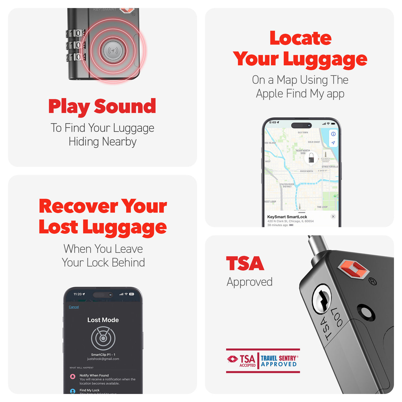 SmartLock Tracking Luggage Locks | Apple Find My App