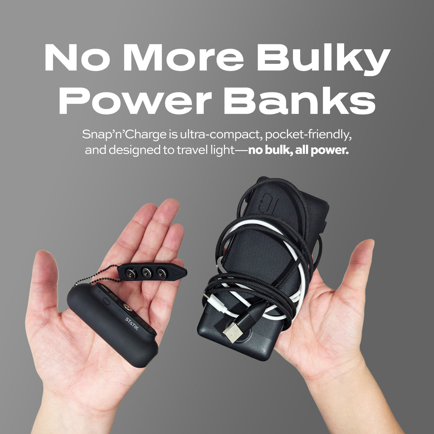 Snap-N-Charge™ | Universal Magnetic Power Bank | 3000mAh