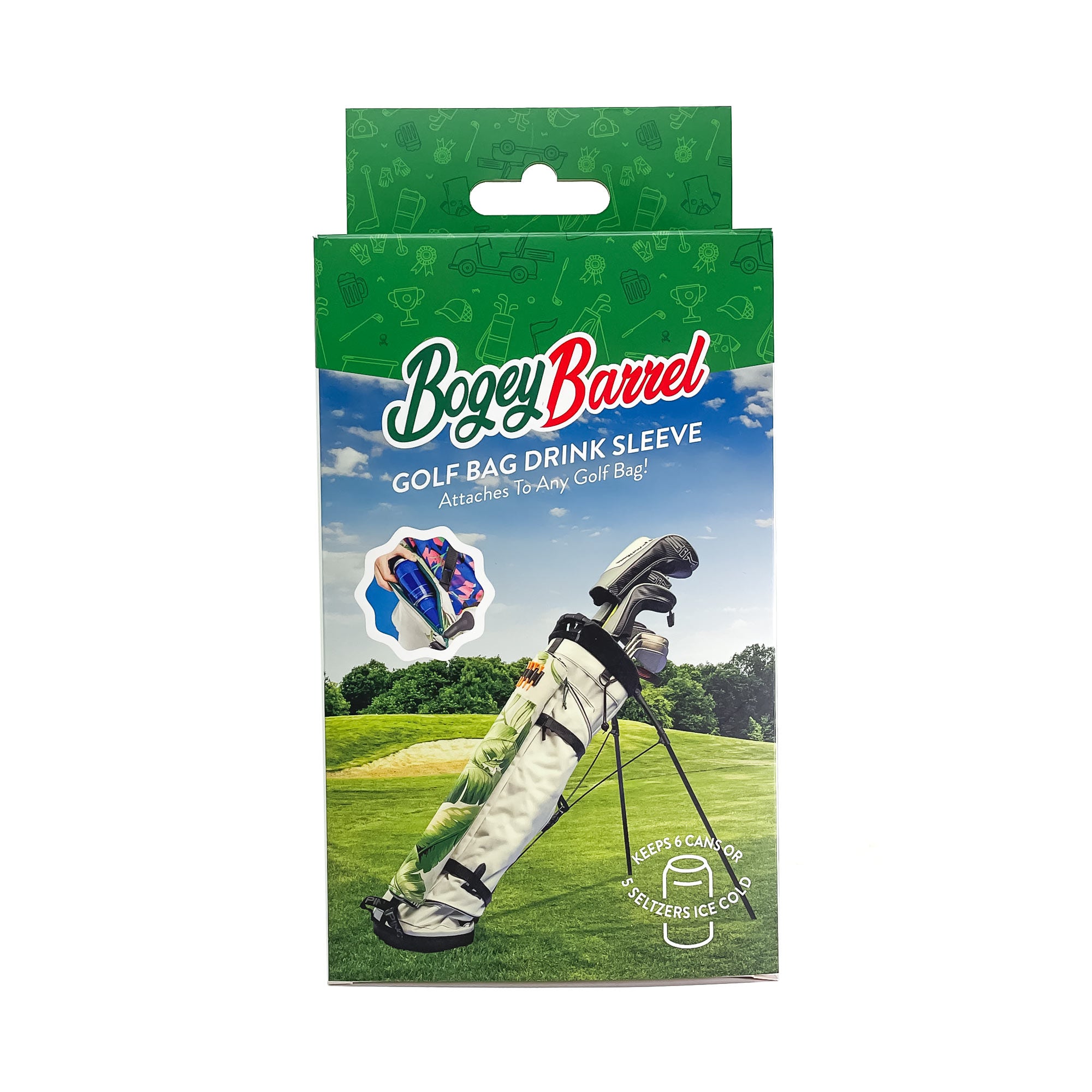 Bogey Barrel Floral | World's 1st Drink Sleeve | Attaches To Any Golf