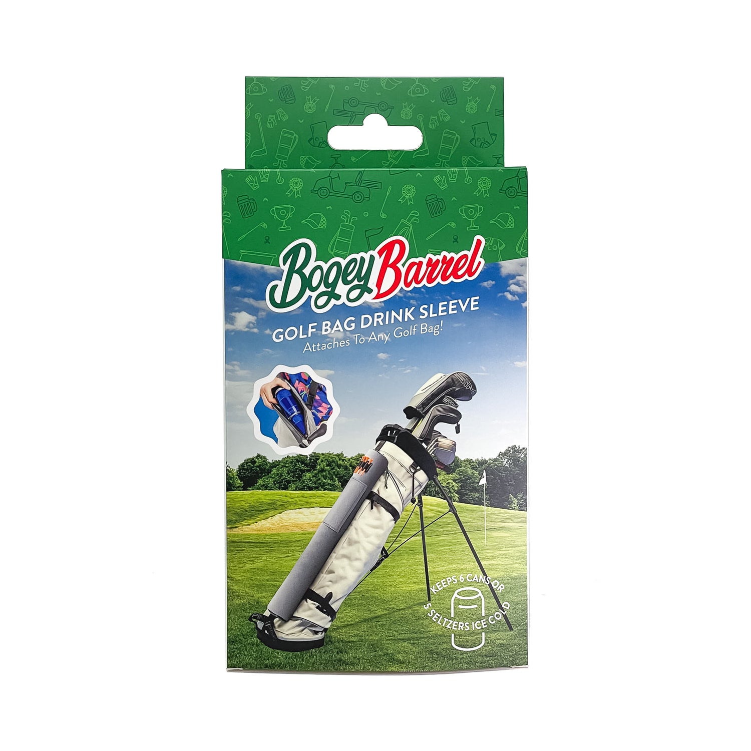 Bogey Barrel™ Herringbone | World's 1st Drink Sleeve | Attaches To Any