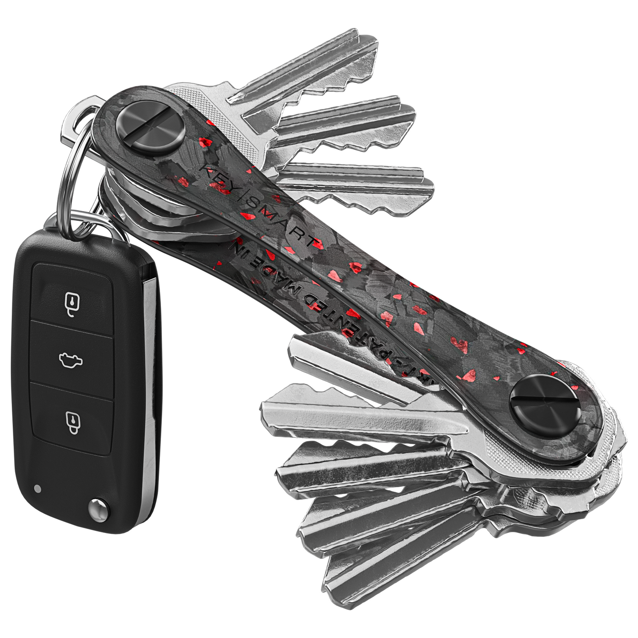 KeySmart Classic Red Forged Carbon | Original Compact Key Organizer