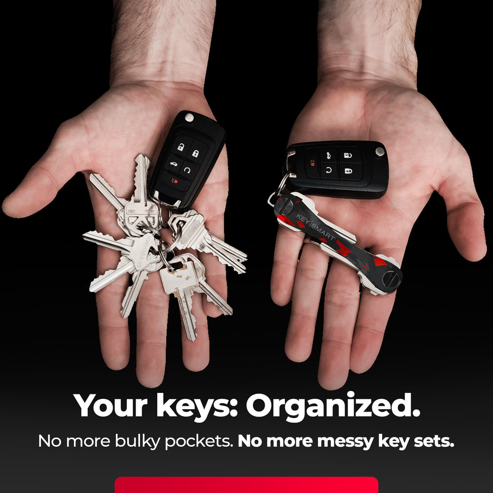 KeySmart Classic Red Forged Carbon | Original Compact Key Organizer