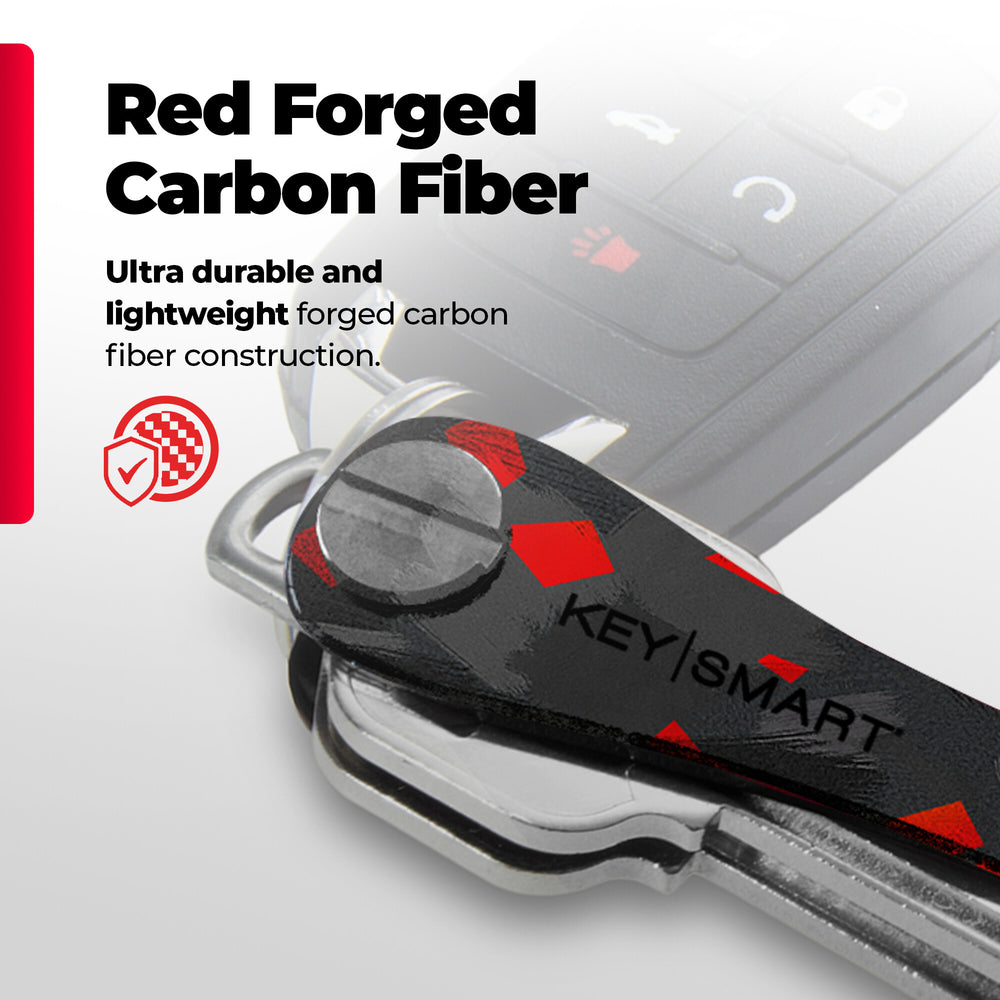 KeySmart Classic Red Forged Carbon | Original Compact Key Organizer