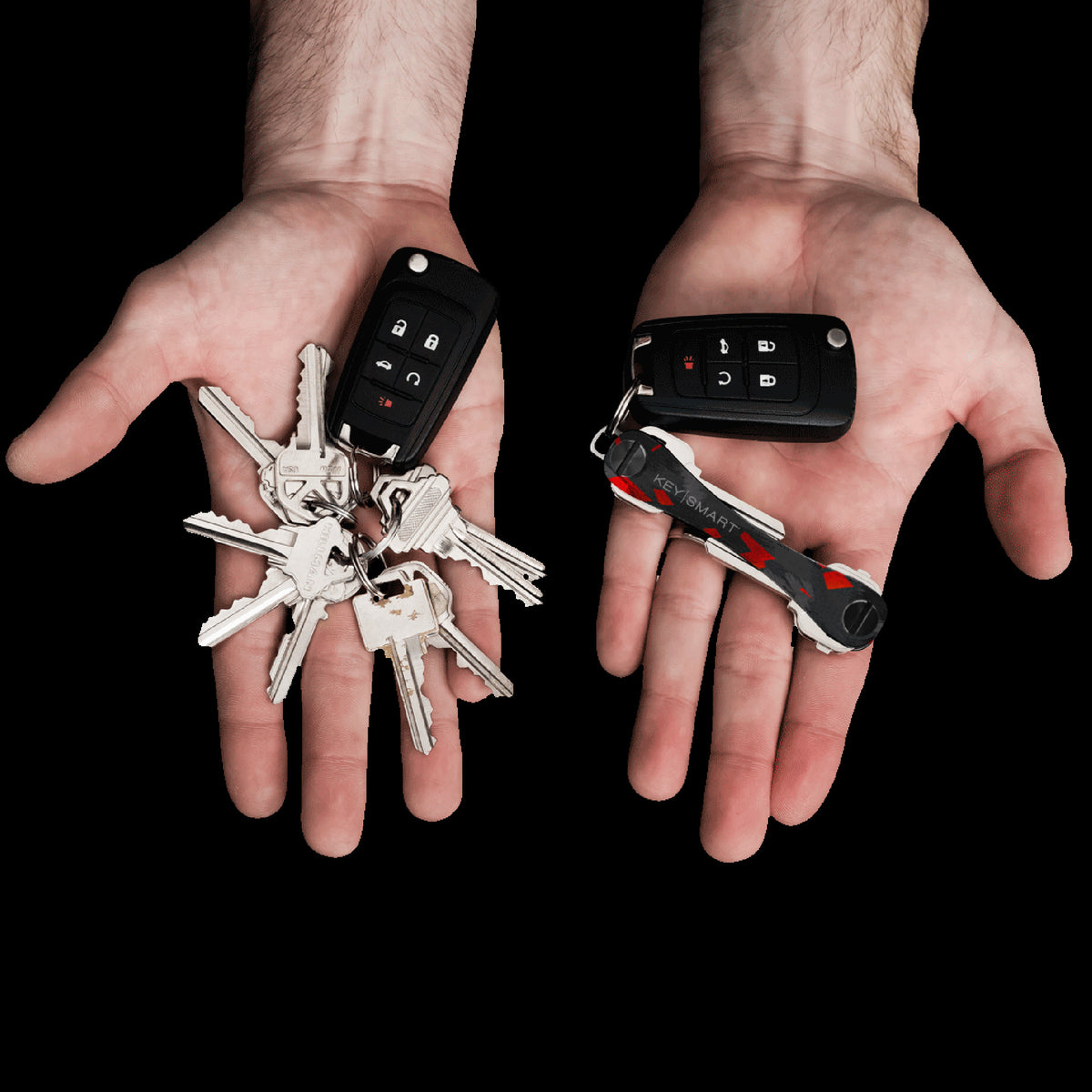 KeySmart® Red Forged Carbon | Original Compact Key Organizer | Holds U
