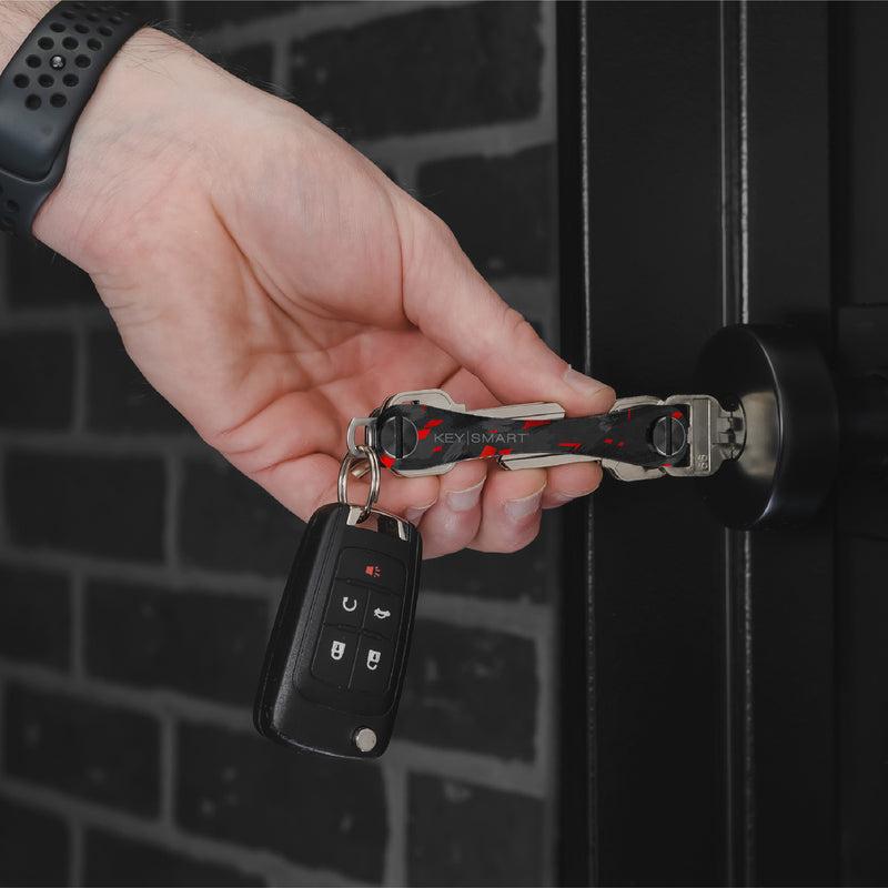 KeySmart® Red Forged Carbon | Original Compact Key Organizer | Holds U