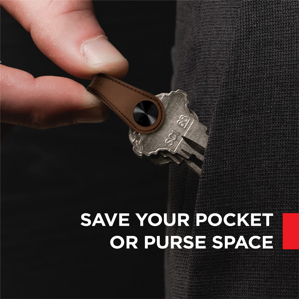 KeySmart® Mini Leather | Holds Up to 5 Keys Plus Car Key Fob | Full-Gr